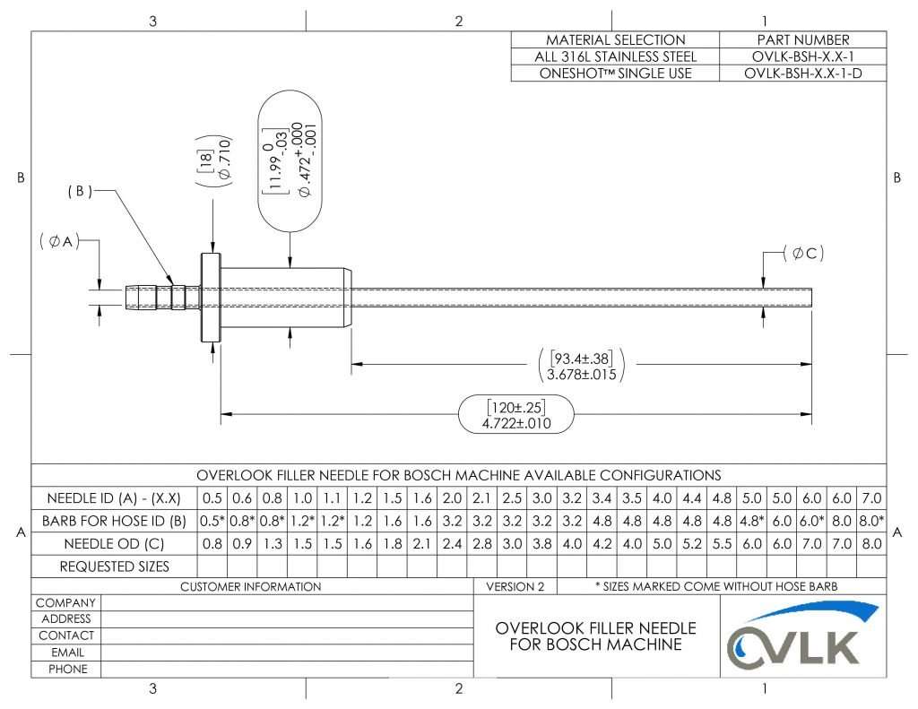 Bosch - TL & PreVAS Filler Needles - Overlook Industries, Inc.
