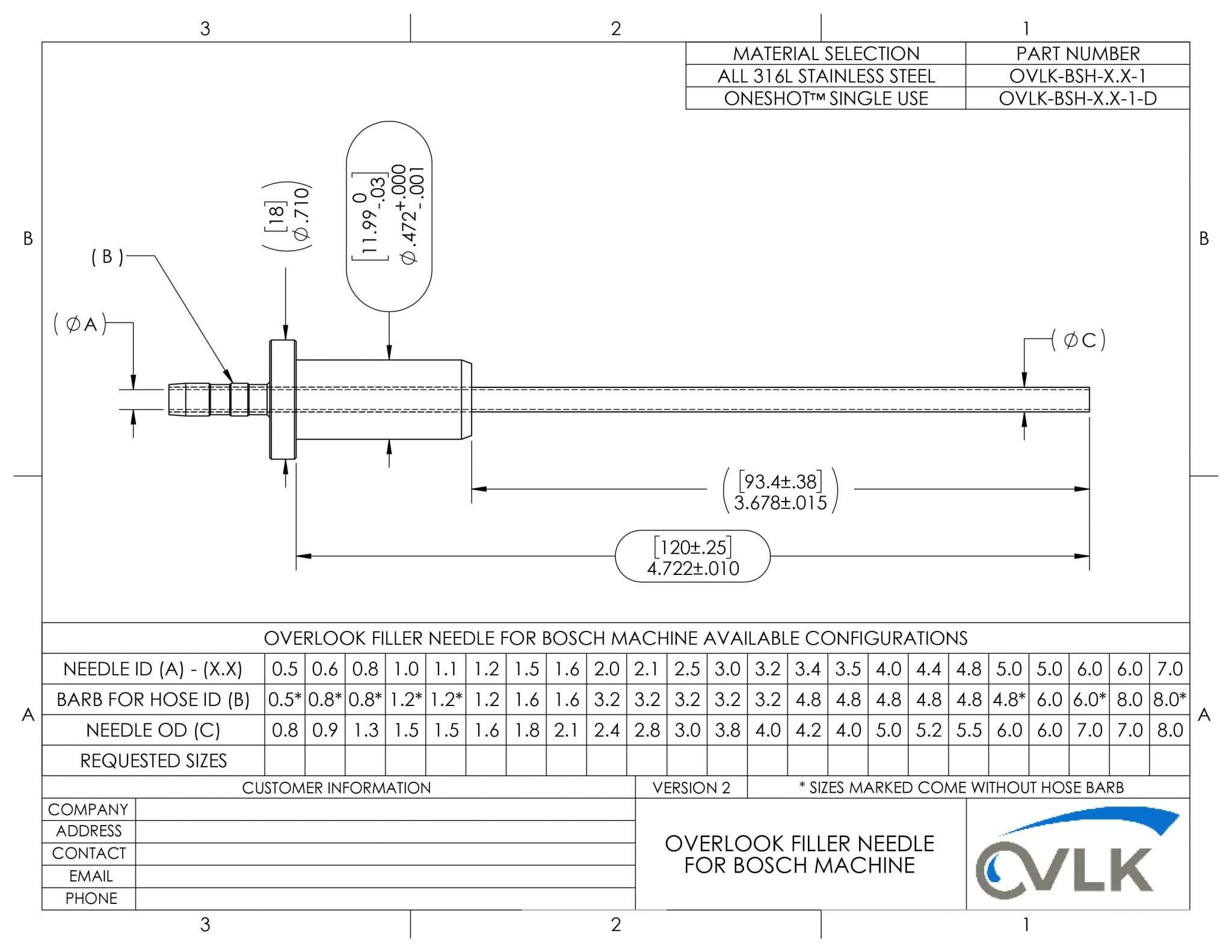 Bosch - TL & PreVAS Filler Needles - Overlook Industries, Inc.